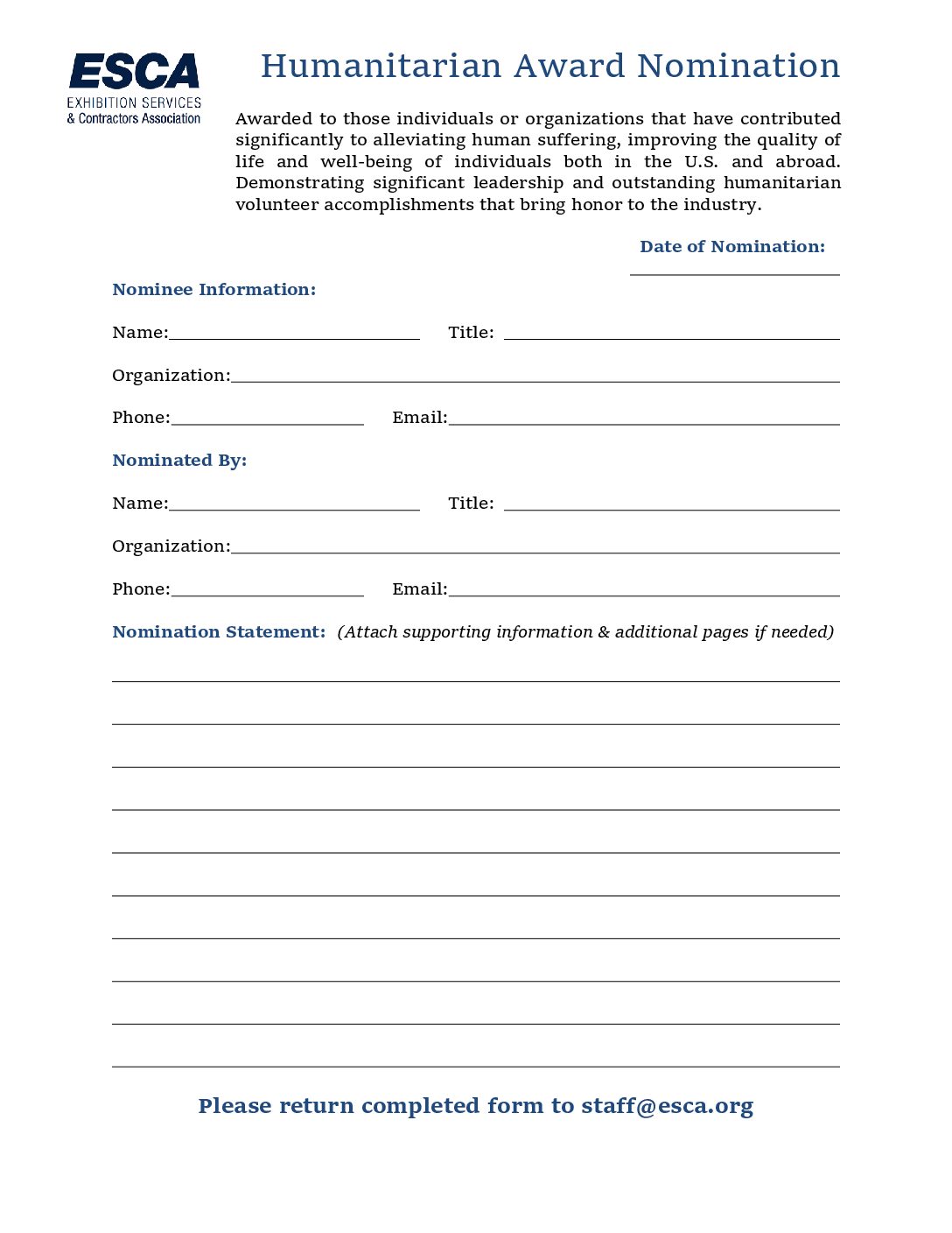 ESCA Humanitarian Nomination » ESCA